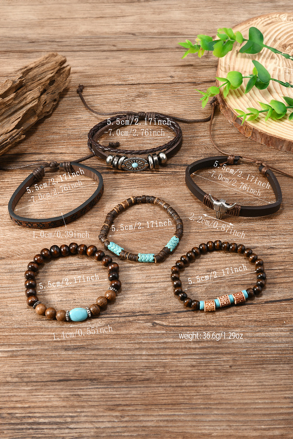 Chestnut 6 Piece Western Bull Skull Turquoise Beading Bracelet – Boldly ...